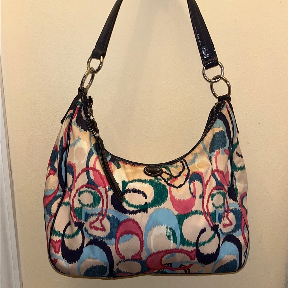 Coach Signature Ikat Print Hobo Bag - Gem